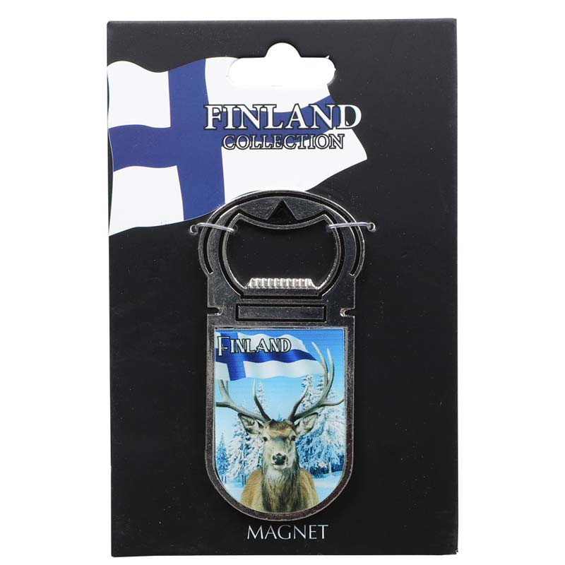 Köp Kapsylöppnare & Kylskåpsmagnet med Finland Ren