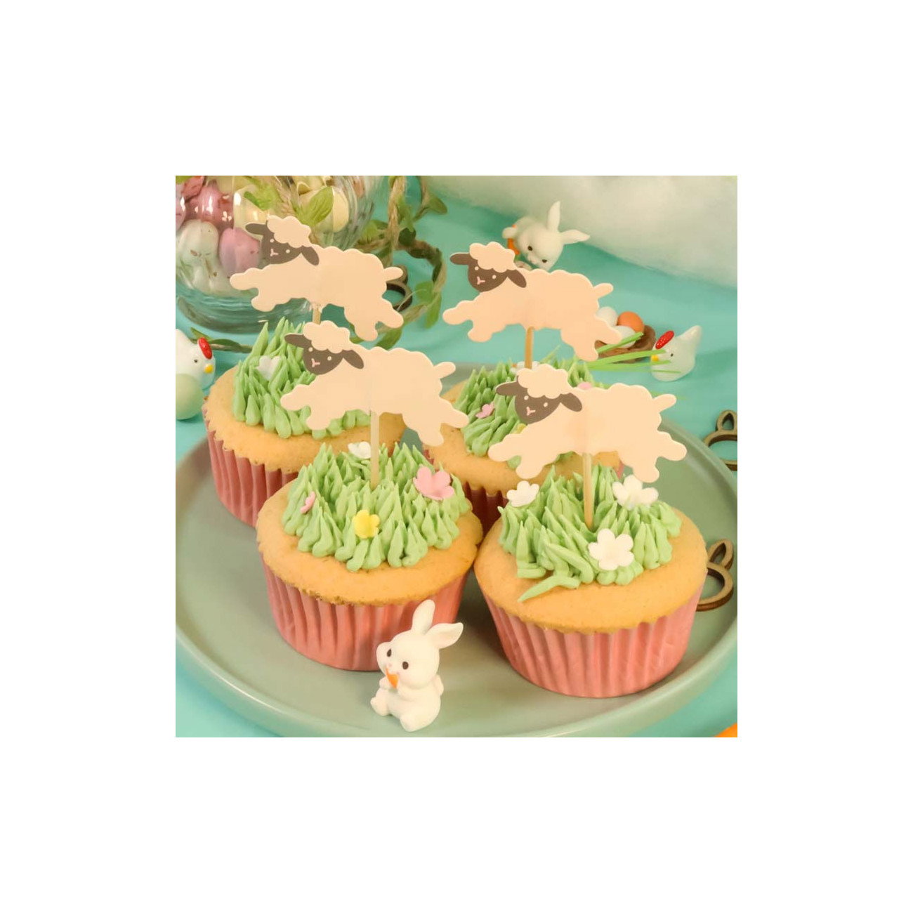 Köp Cupcake Toppers Hoppande Får – Perfekt för Påsk & Barnkalas